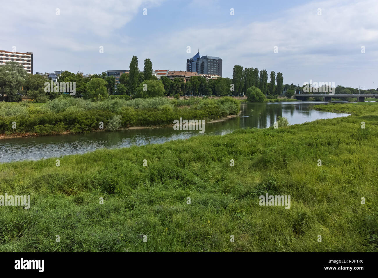 PLOVDIV, BULGARIA - MAY 7, 2018: Maritsa River, passing through the ...
