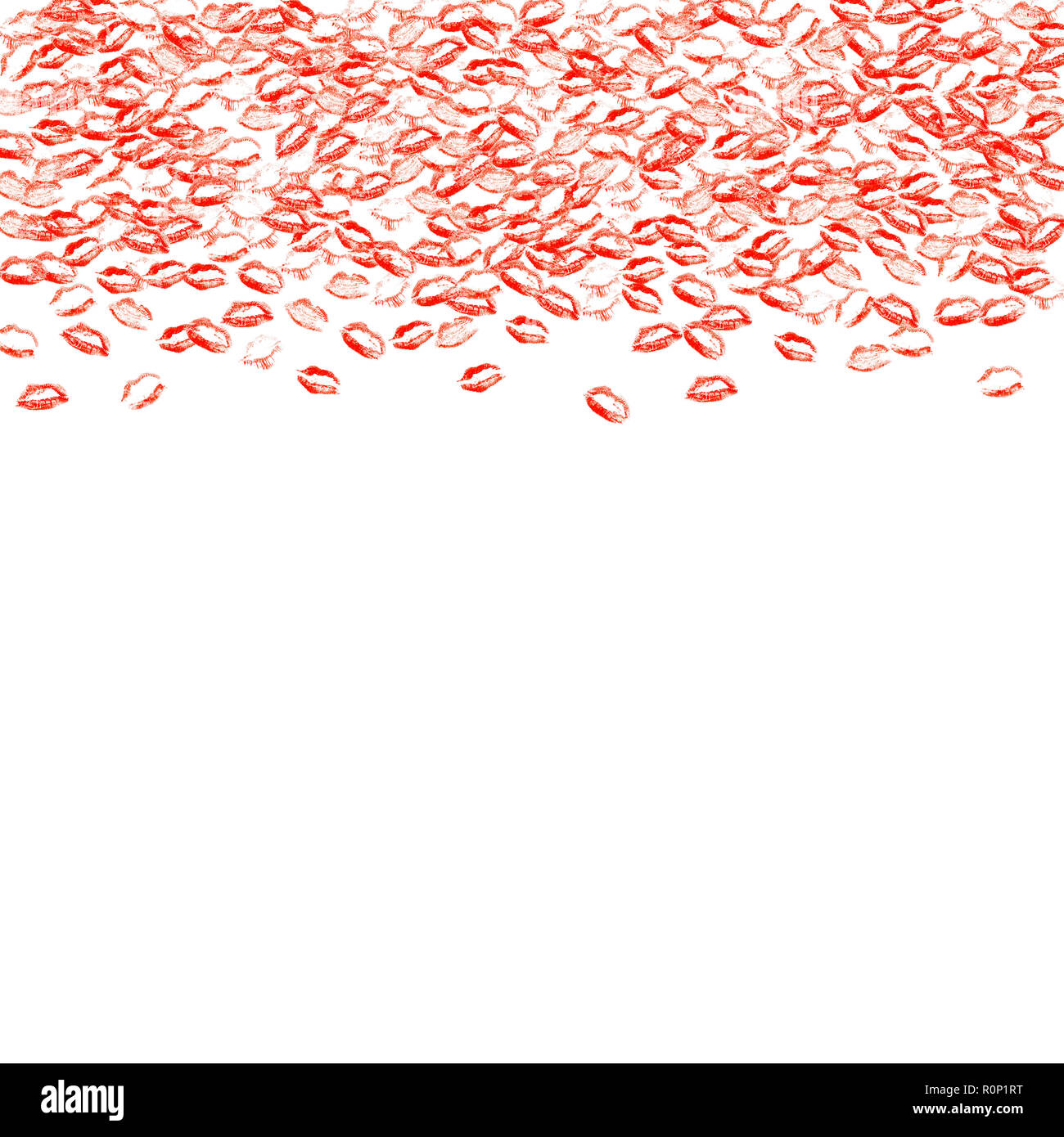 Border with many kisses. Border confetti for Valentine's day with lips ...