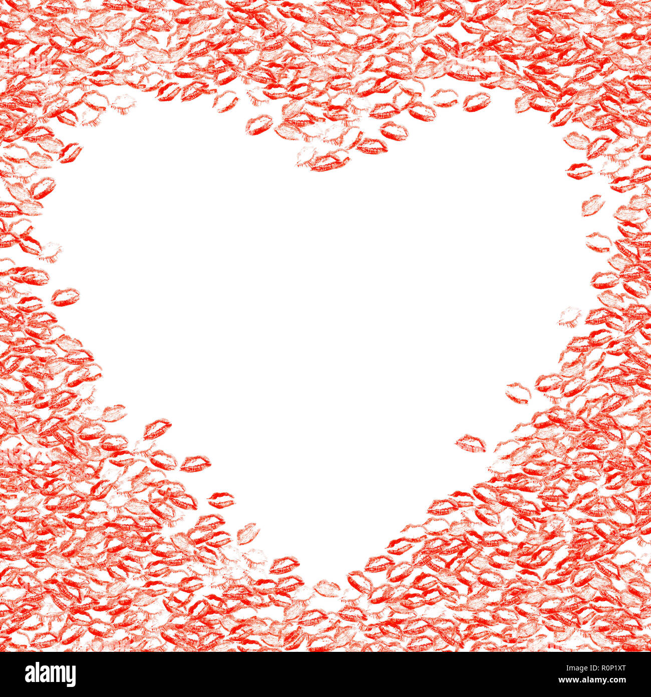 Frame with many kisses. Greeting card with lips. Red frame of lips ...