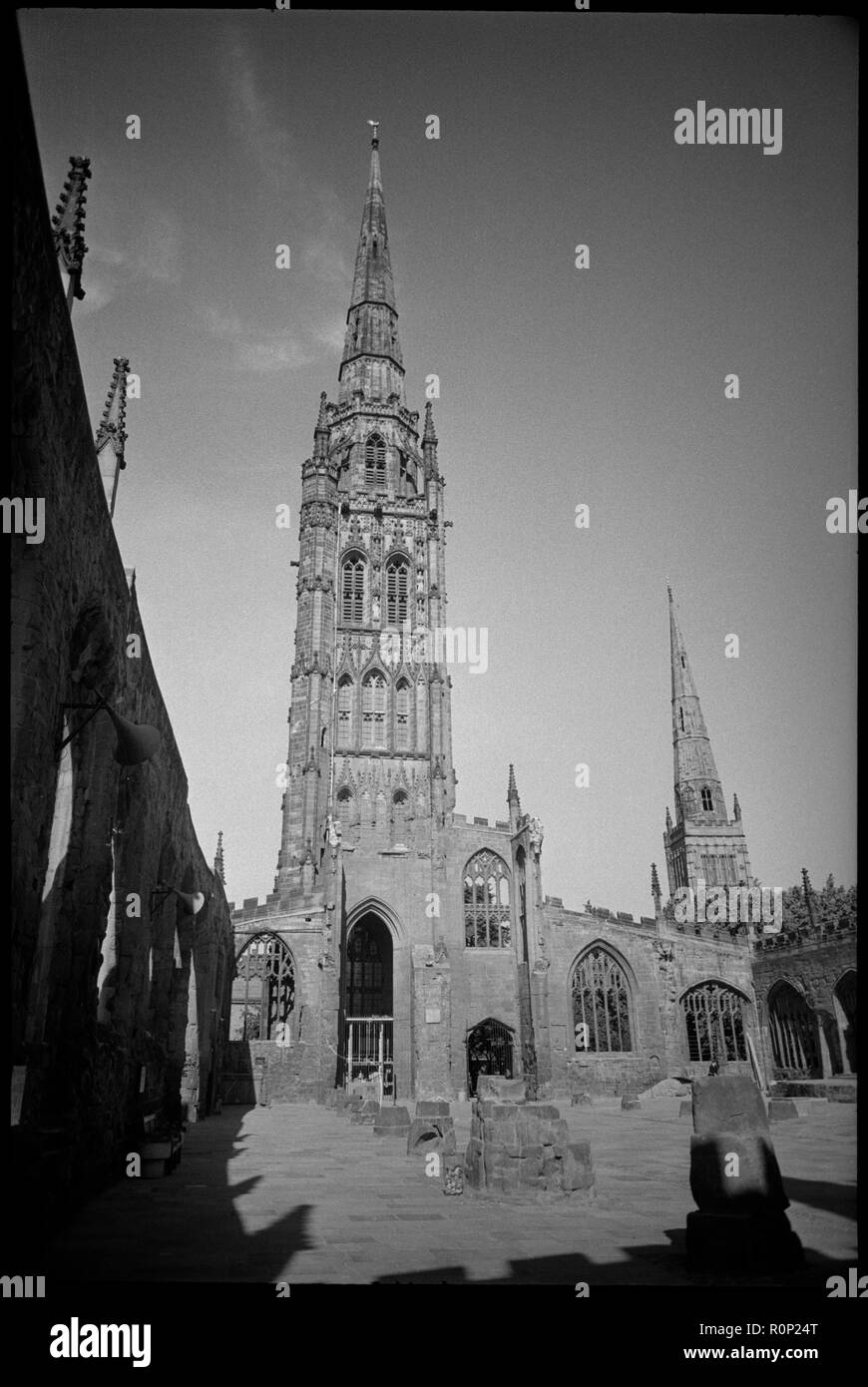 Spire of the ruined St Michael's Cathedral Church, Coventry, West ...