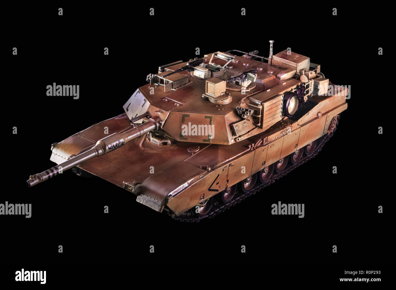 Model of the american desert battle tank Abrams. Black background Stock ...