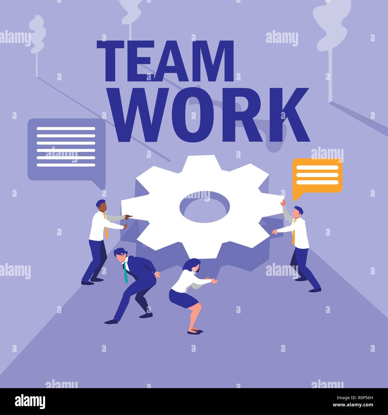 group of business people with gears vector illustration design Stock ...