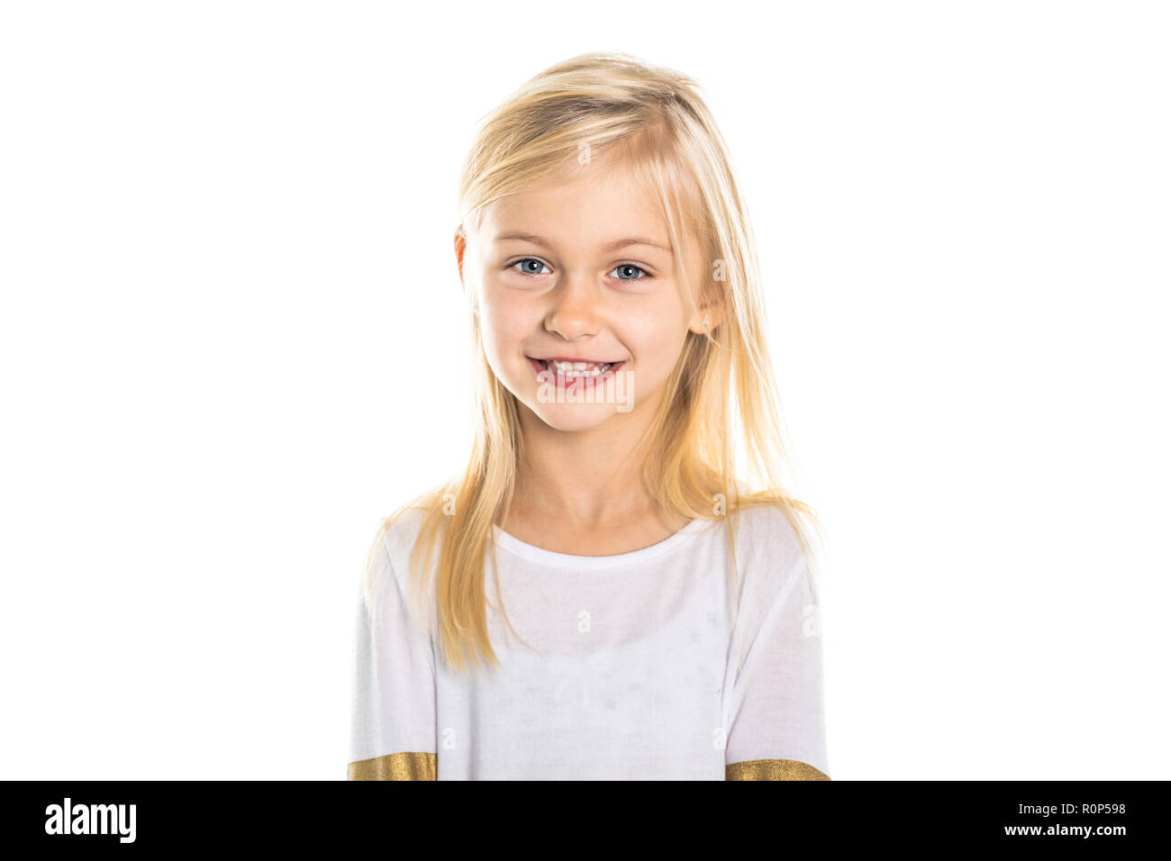 A Cute girl 5 year old posing in studio Stock Photo - Alamy