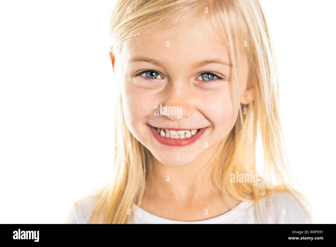 A Cute girl 5 year old posing in studio Stock Photo - Alamy