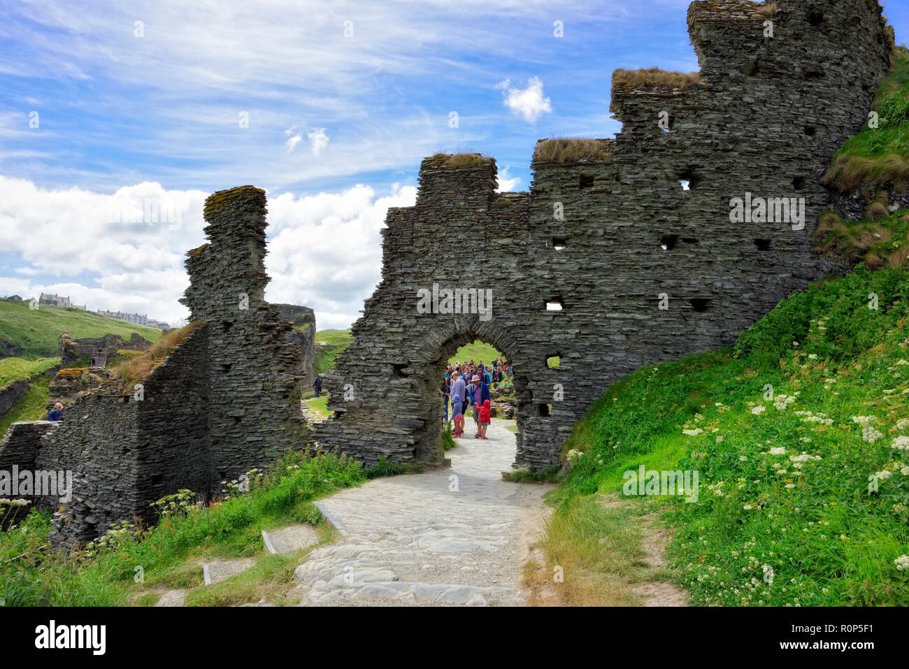 Castle ruins,Tintagel castle island peninsular,Cornwall,England,UK ...