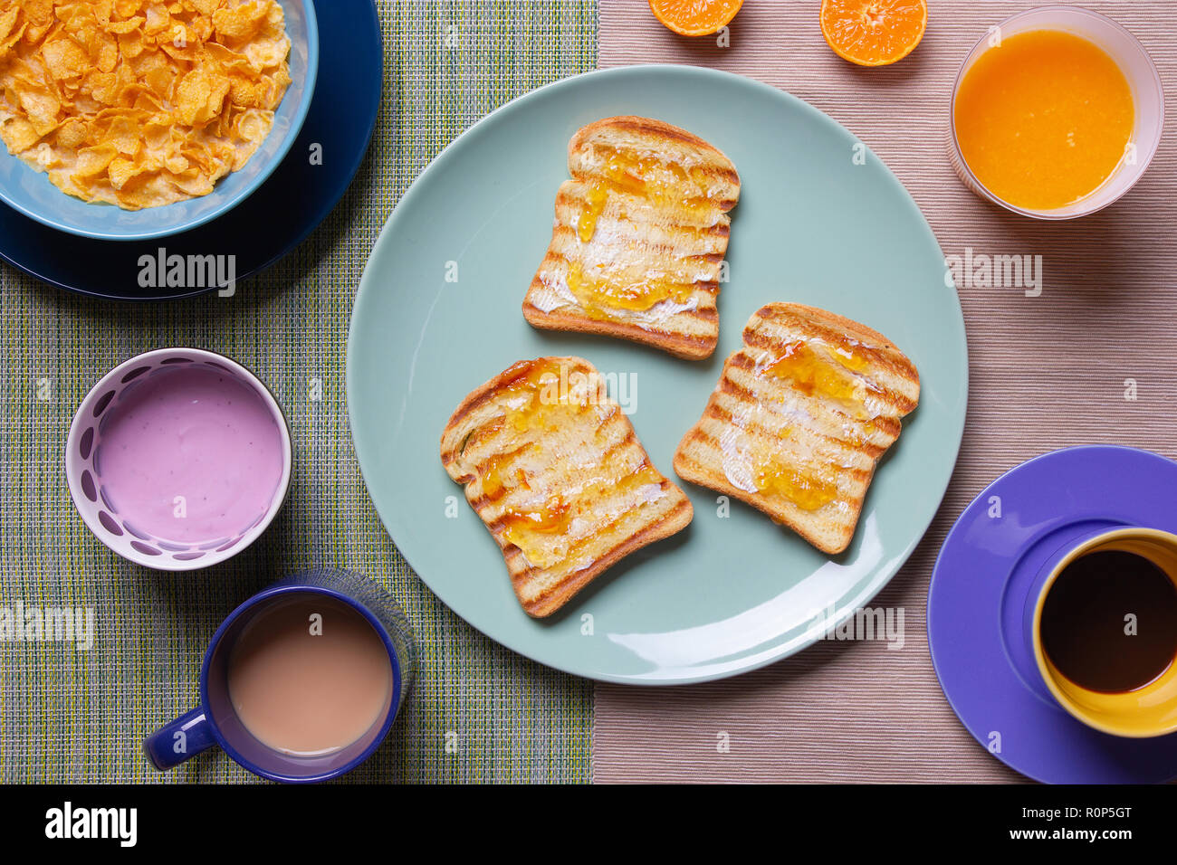 a colorful morning breakfast Stock Photo - Alamy