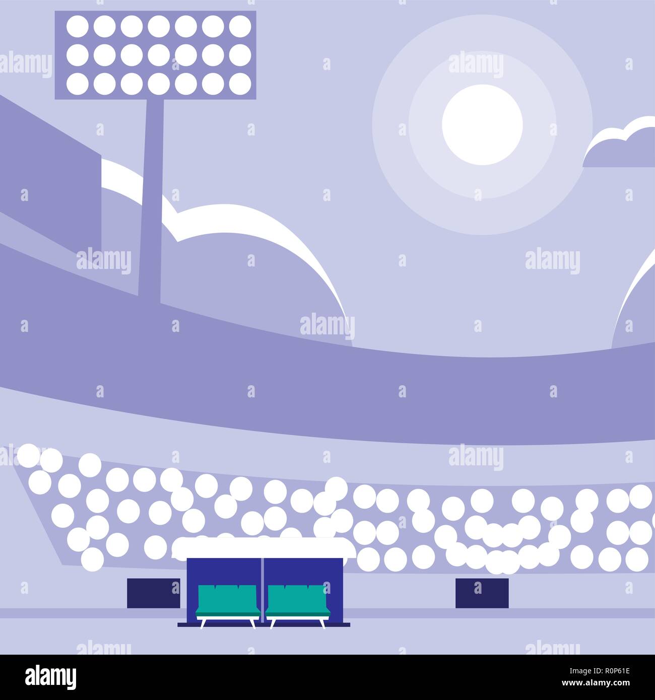 Empty Bench in a Football Pitch, colorful design. vector illustration ...