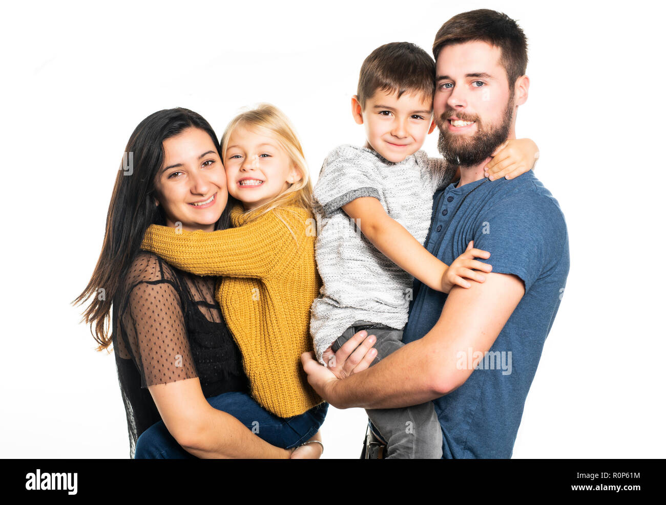 A nice Happy family on studio white background Stock Photo - Alamy