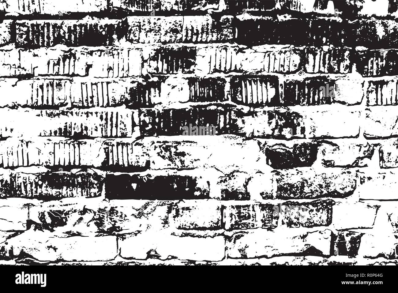 Grunge old brick texture. Vector black and white illustration Stock ...