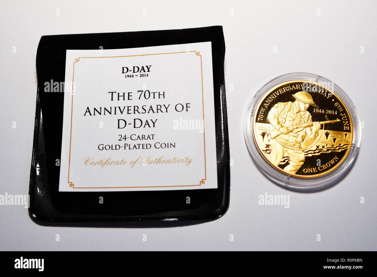 Specially minted coin. 70th anniversary D-Day 24 carat gold plated one ...