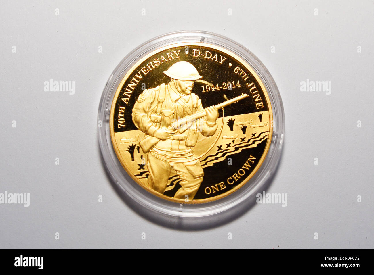 Specially minted coin. 70th anniversary D-Day 24 carat gold plated one ...