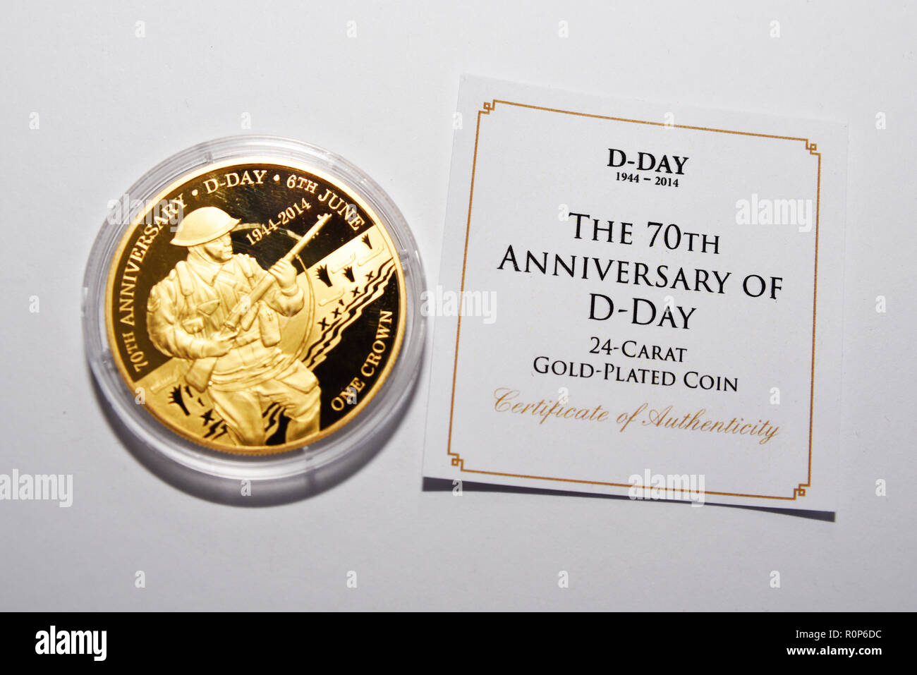 Specially minted coin. 70th anniversary D-Day 24 carat gold plated one ...