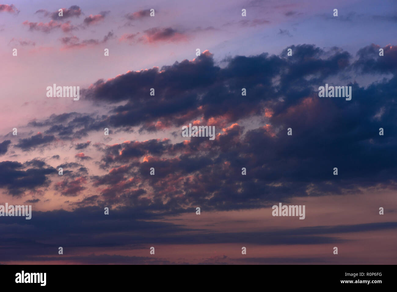 Pink sunset clouds. Heavenly landscape. Natural background Stock Photo ...