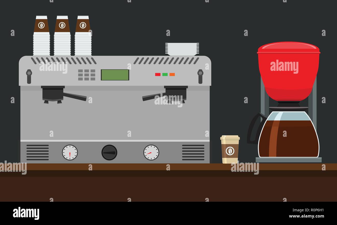 Coffee machine for make coffee Flat style Mock up. Vector illustration ...