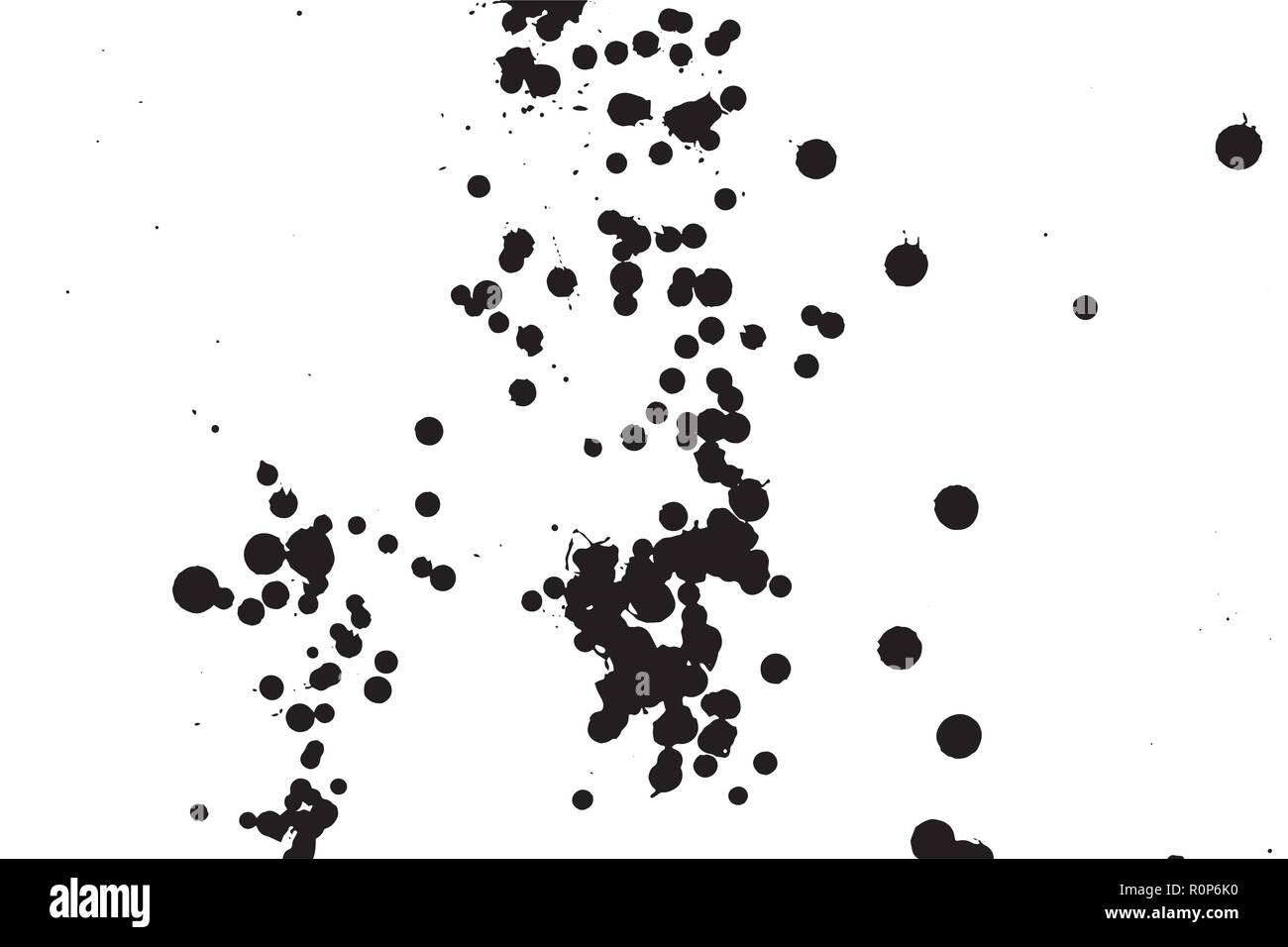 Ink grunge drops texture. Black hand drawn splashes and stains on white ...