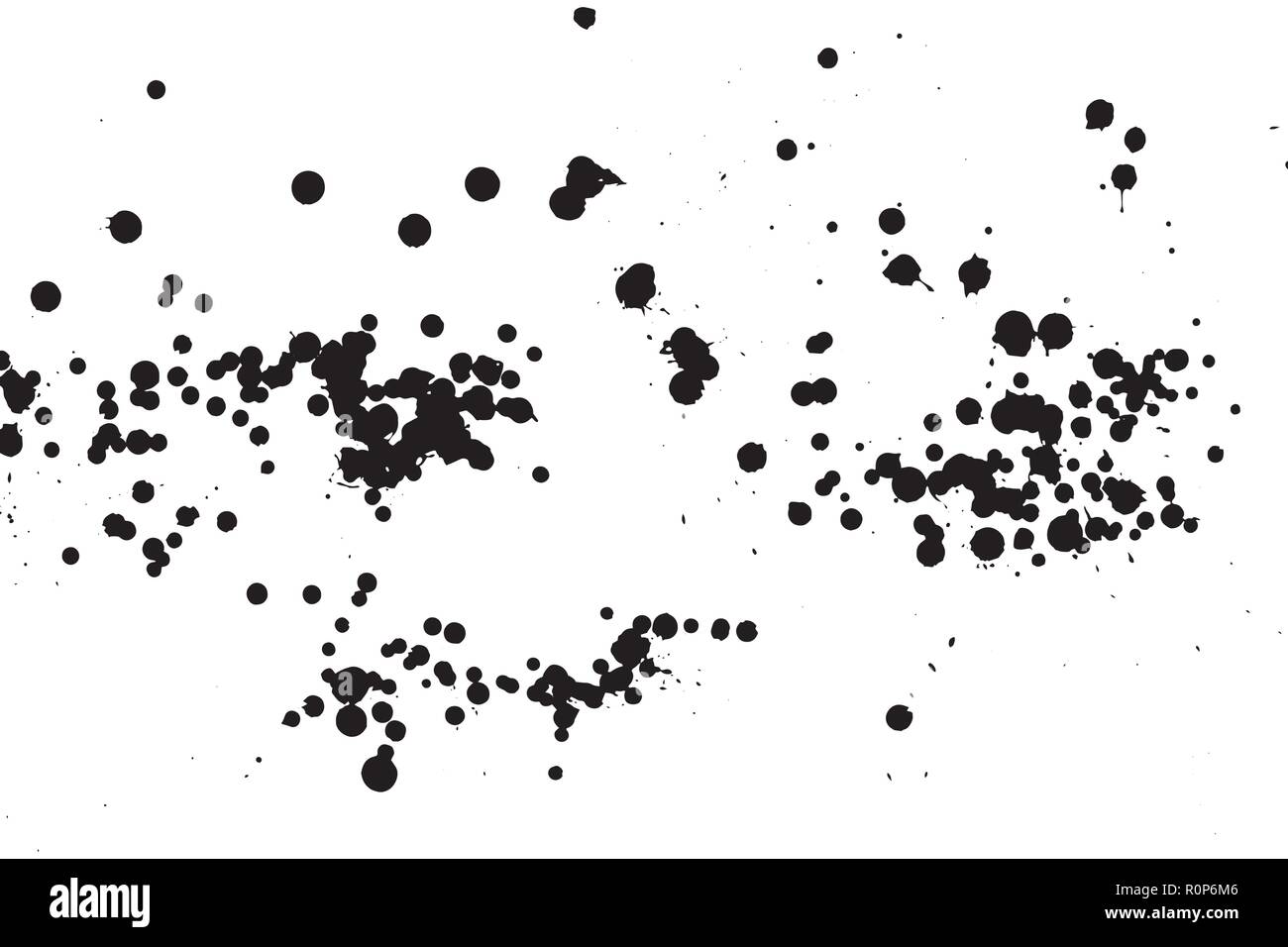 Ink grunge drops texture. Black hand drawn splashes and stains on white ...