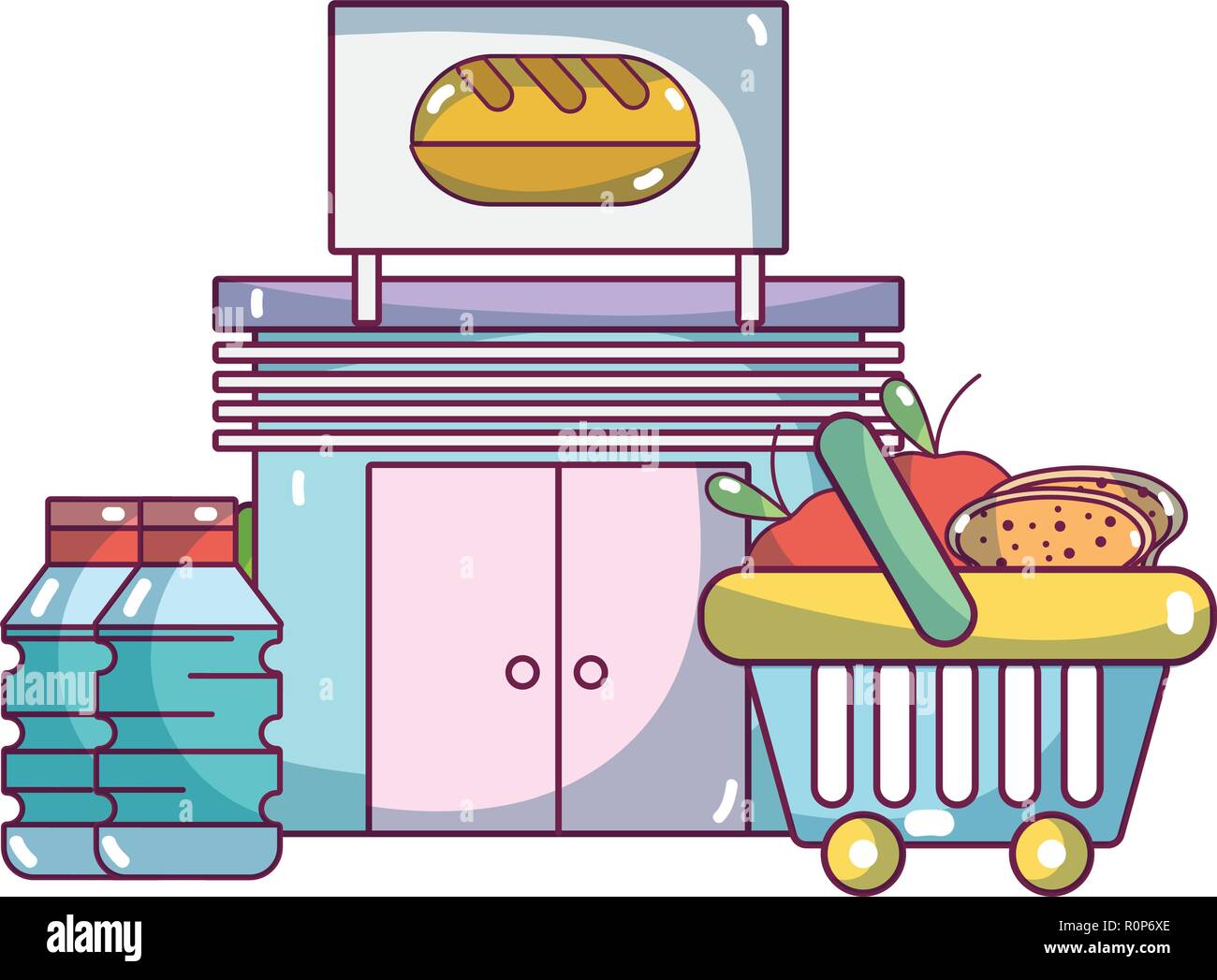 supermarket grocery products cartoon Stock Vector Image & Art - Alamy