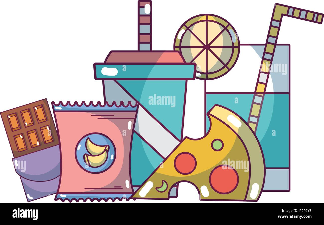 junk food grocery products cartoon Stock Vector Image & Art - Alamy