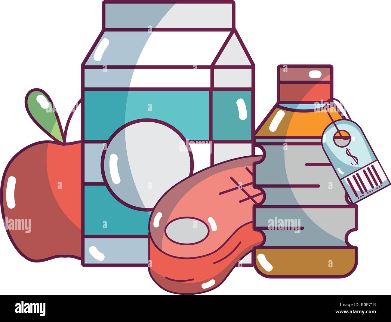 supermarket grocery products cartoon Stock Vector Image & Art - Alamy