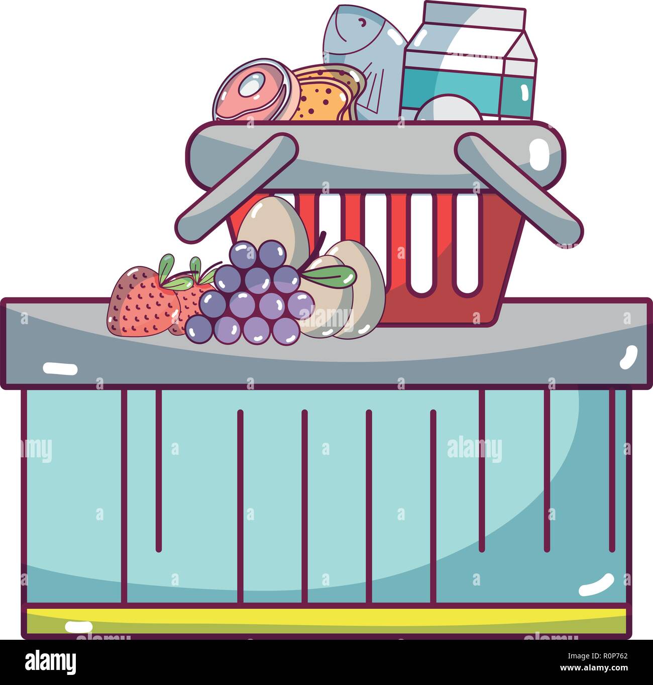 supermarket grocery products cartoon Stock Vector Image & Art - Alamy