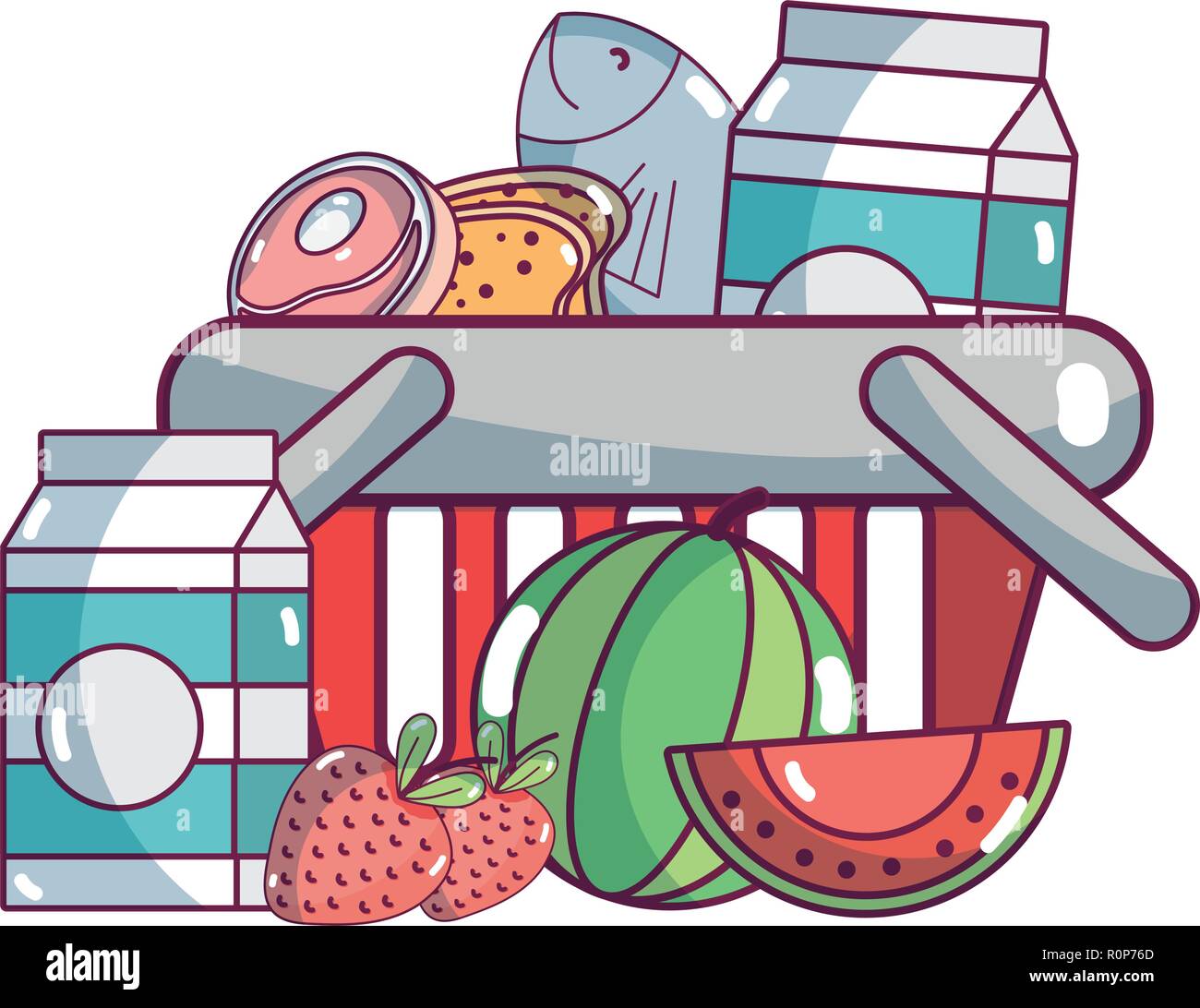 supermarket grocery products cartoon Stock Vector Image & Art - Alamy
