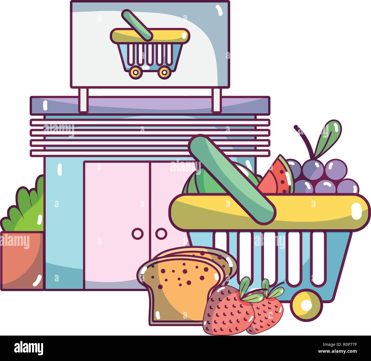 supermarket grocery products cartoon Stock Vector Image & Art - Alamy