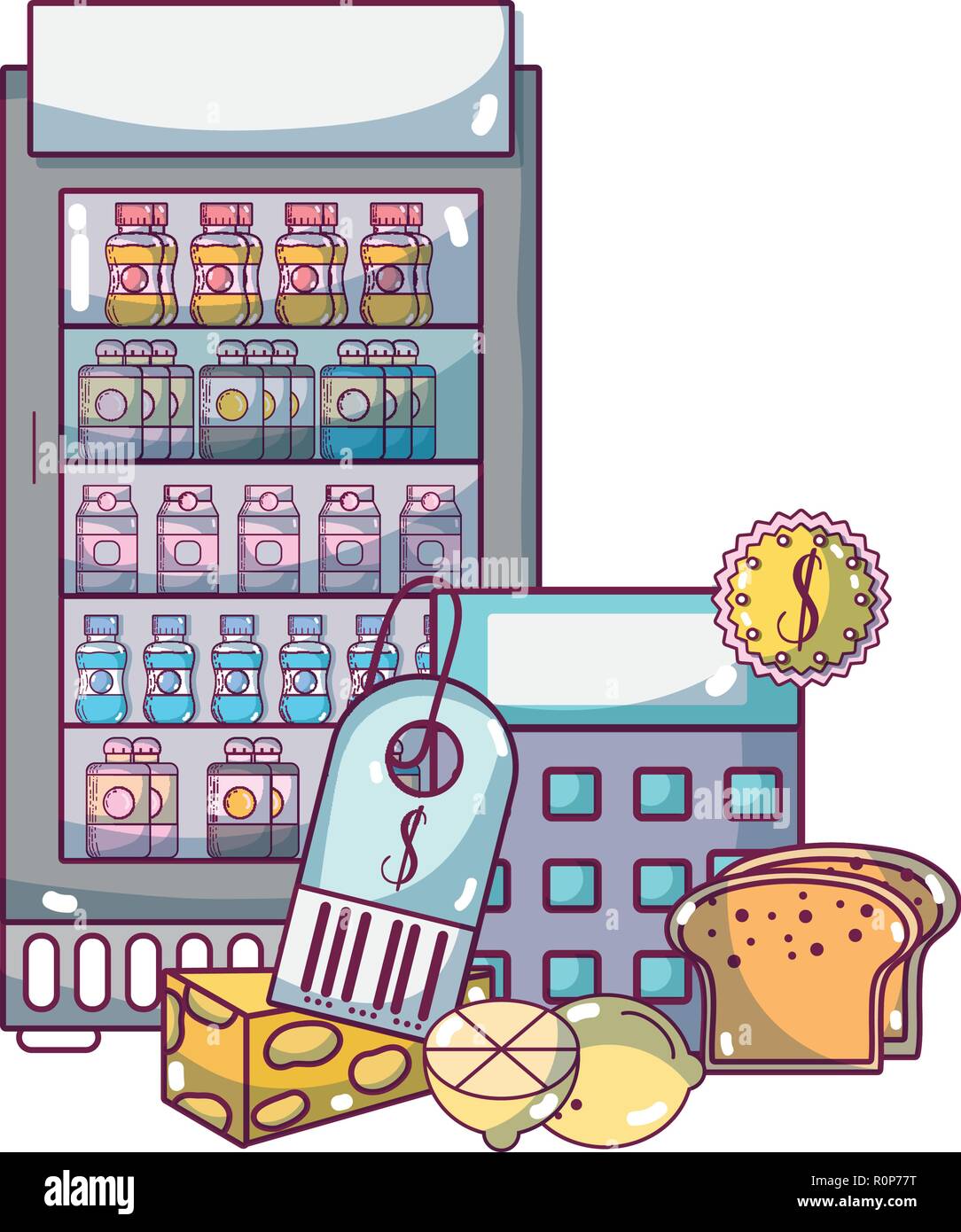supermarket grocery products cartoon Stock Vector Image & Art - Alamy