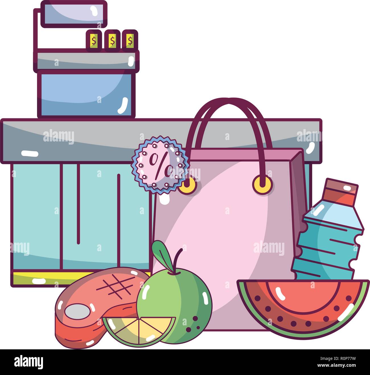 supermarket grocery products cartoon Stock Vector Image & Art - Alamy