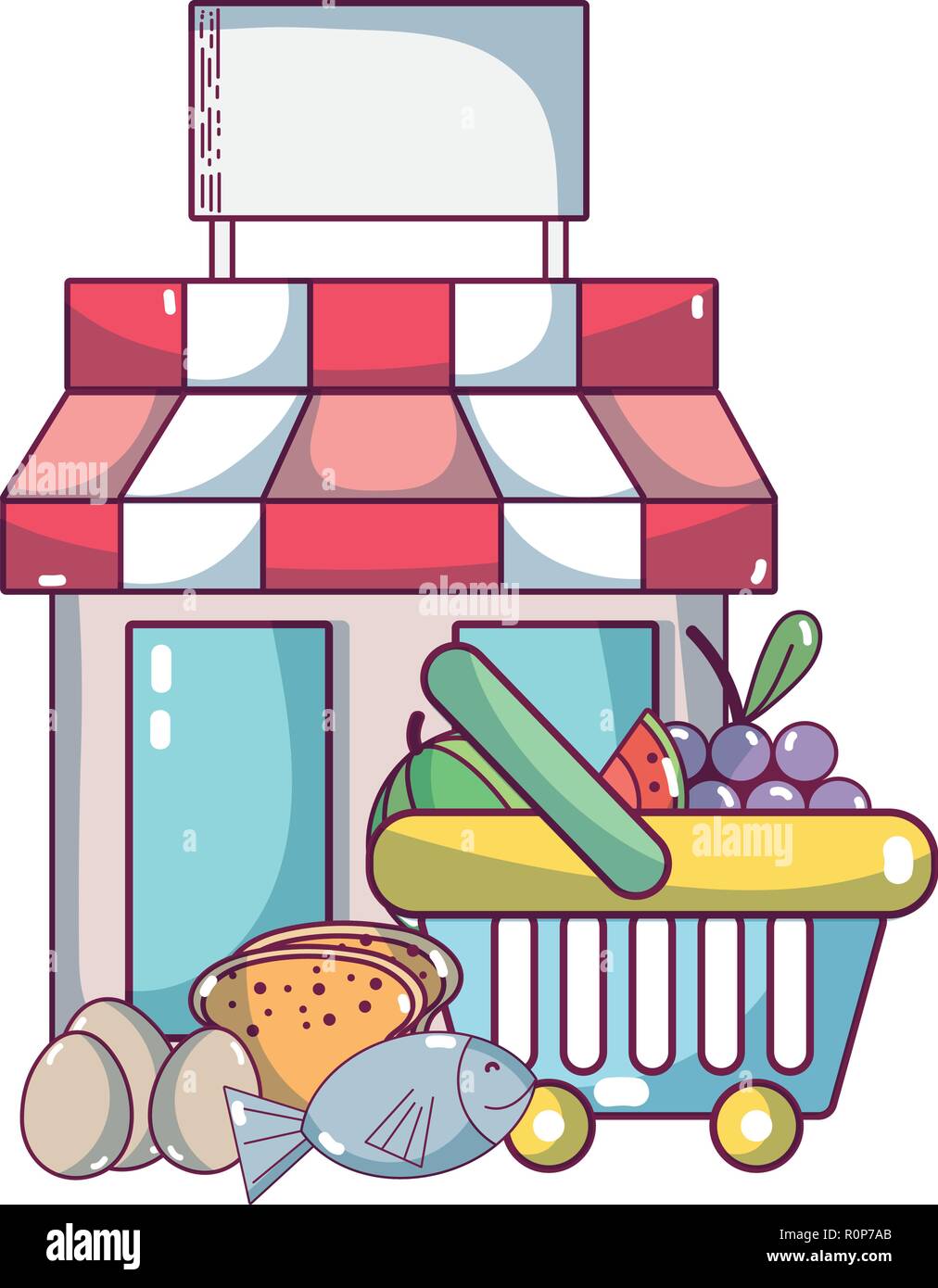 supermarket grocery products cartoon Stock Vector Image & Art - Alamy