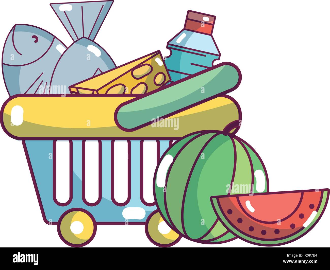 supermarket grocery products cartoon Stock Vector Image & Art - Alamy