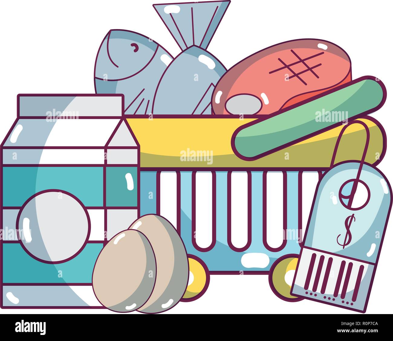 supermarket grocery products cartoon Stock Vector Image & Art - Alamy