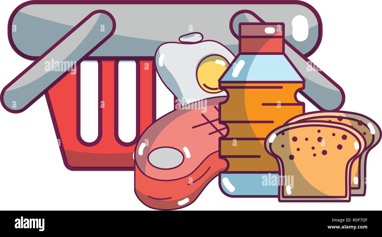 supermarket grocery products cartoon Stock Vector Image & Art - Alamy