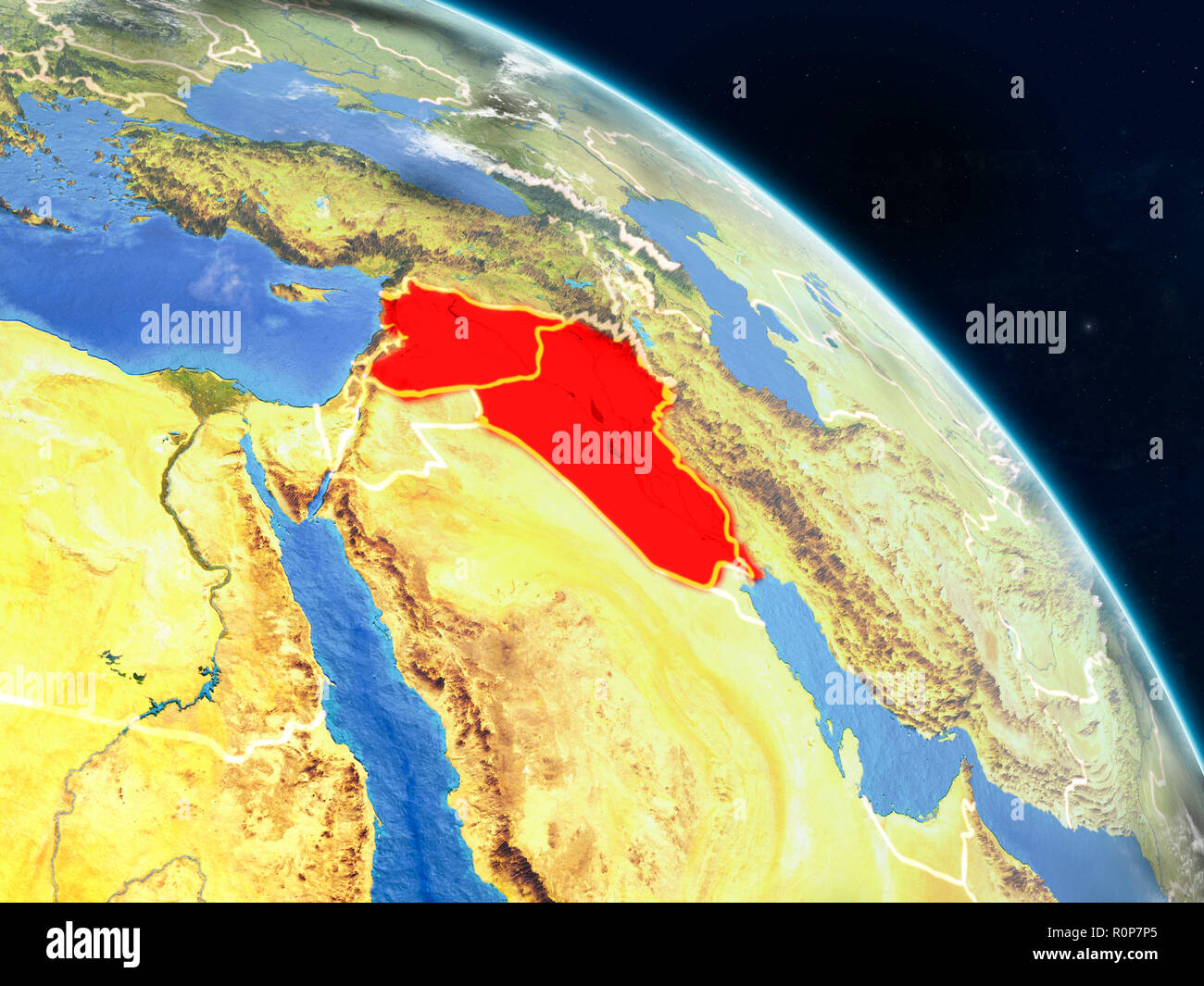 Islamic State from space on realistic model of planet Earth with ...