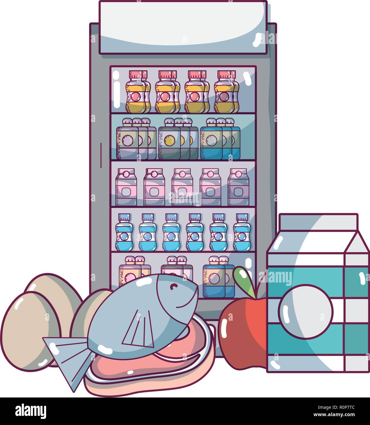 supermarket grocery products cartoon Stock Vector Image & Art - Alamy