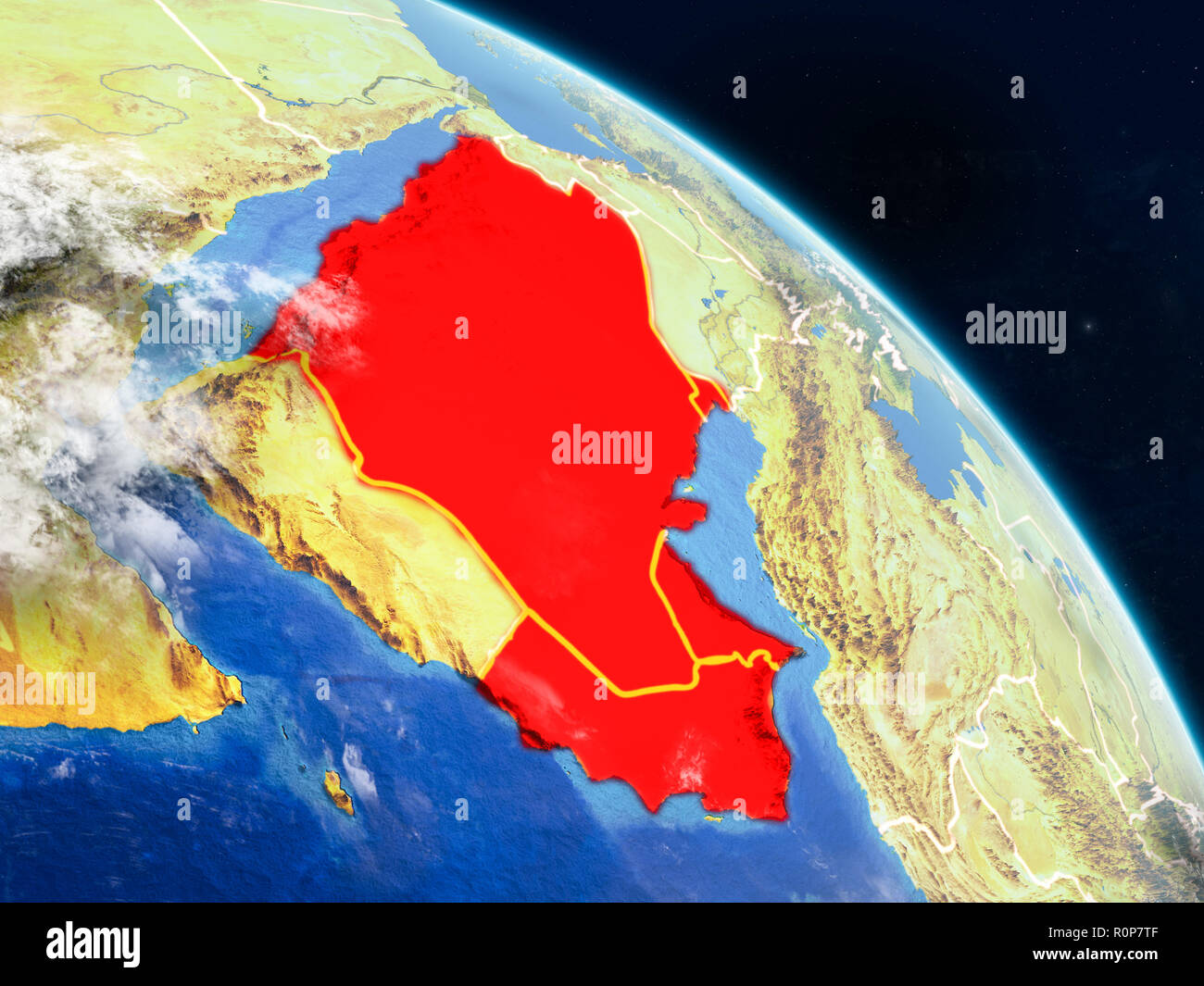 CCASG countries from space on realistic model of planet Earth with ...