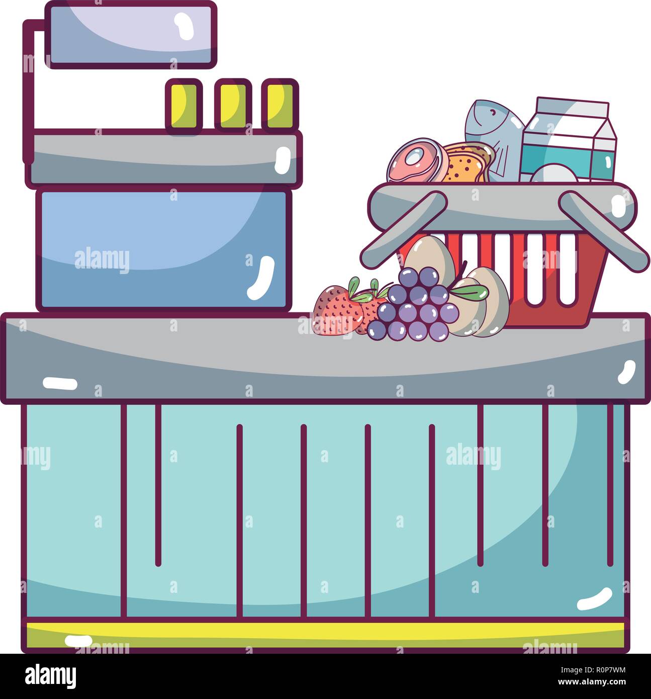 supermarket cash register cartoon Stock Vector Image & Art - Alamy