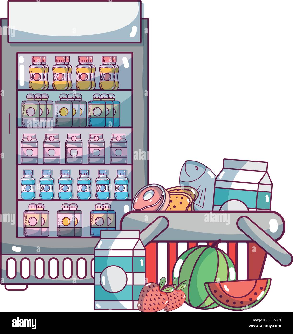 supermarket grocery products cartoon Stock Vector Image & Art - Alamy