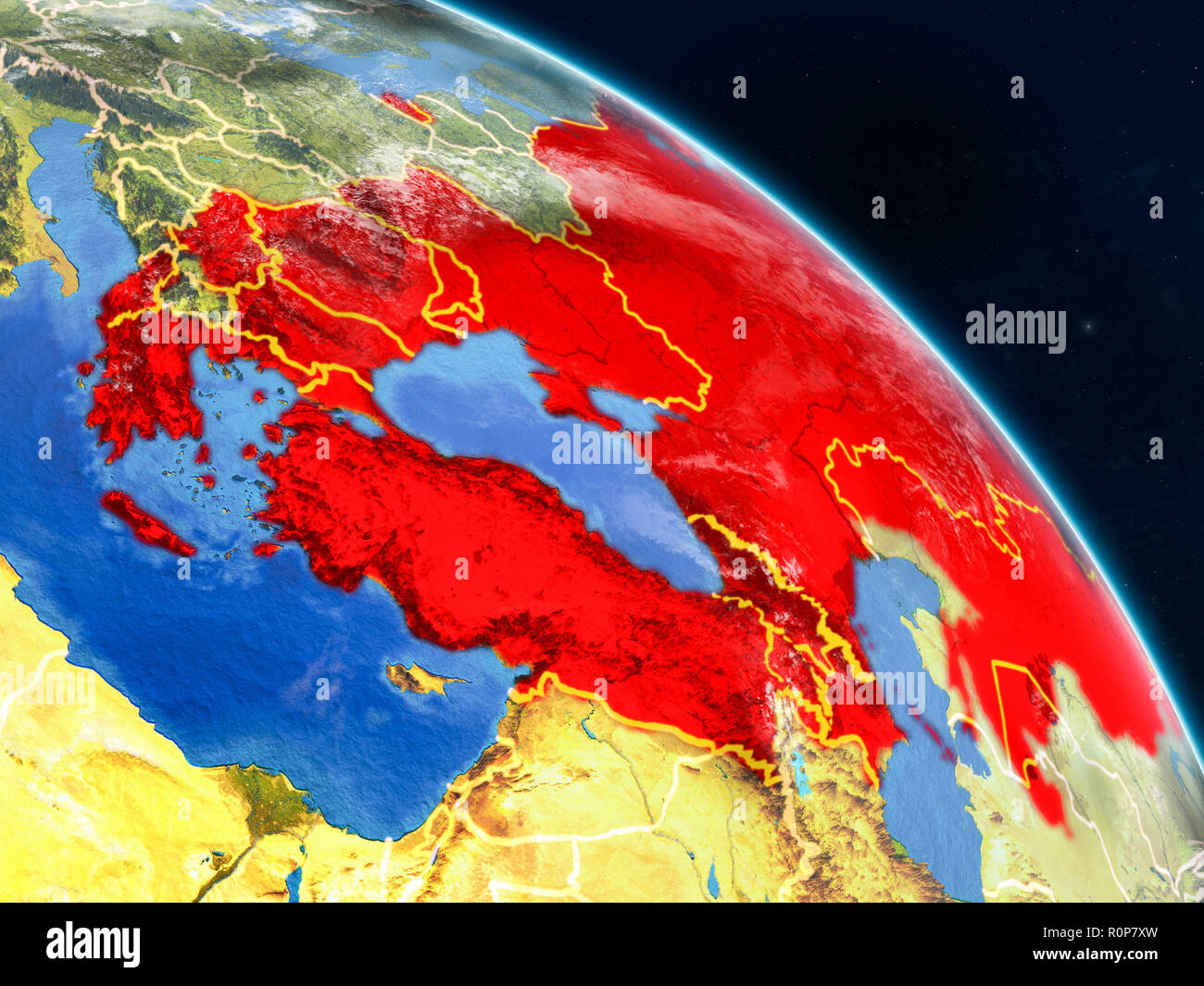 BSEC countries from space on realistic model of planet Earth with ...