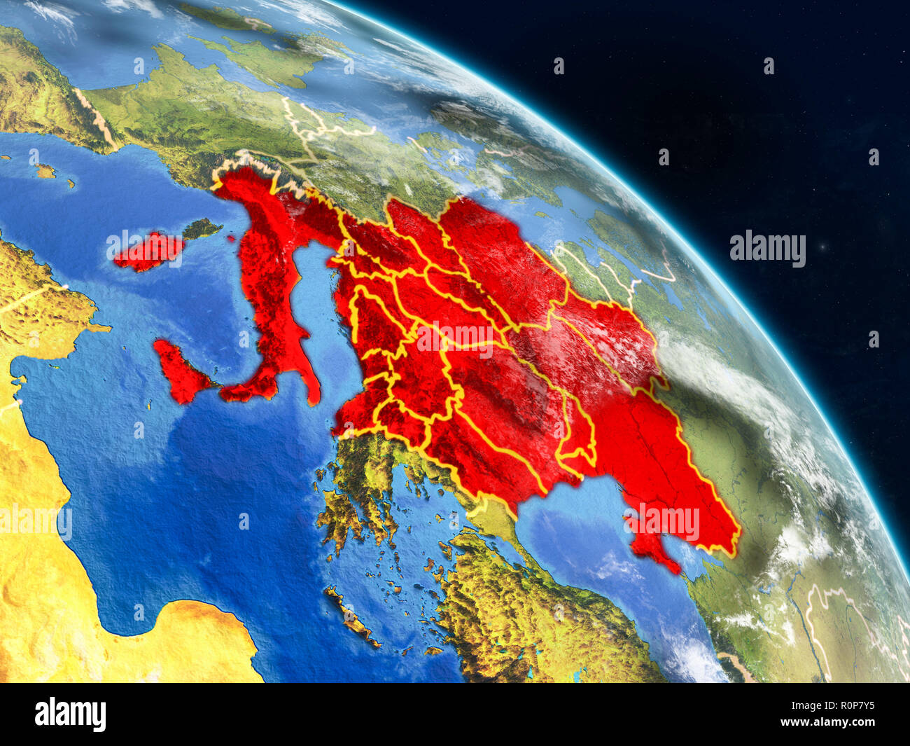 CEI countries from space on realistic model of planet Earth with ...