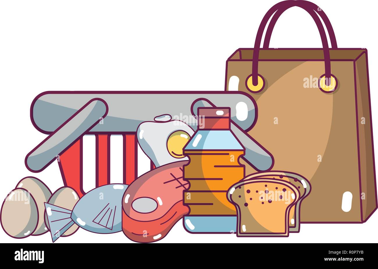 supermarket grocery products cartoon Stock Vector Image & Art - Alamy