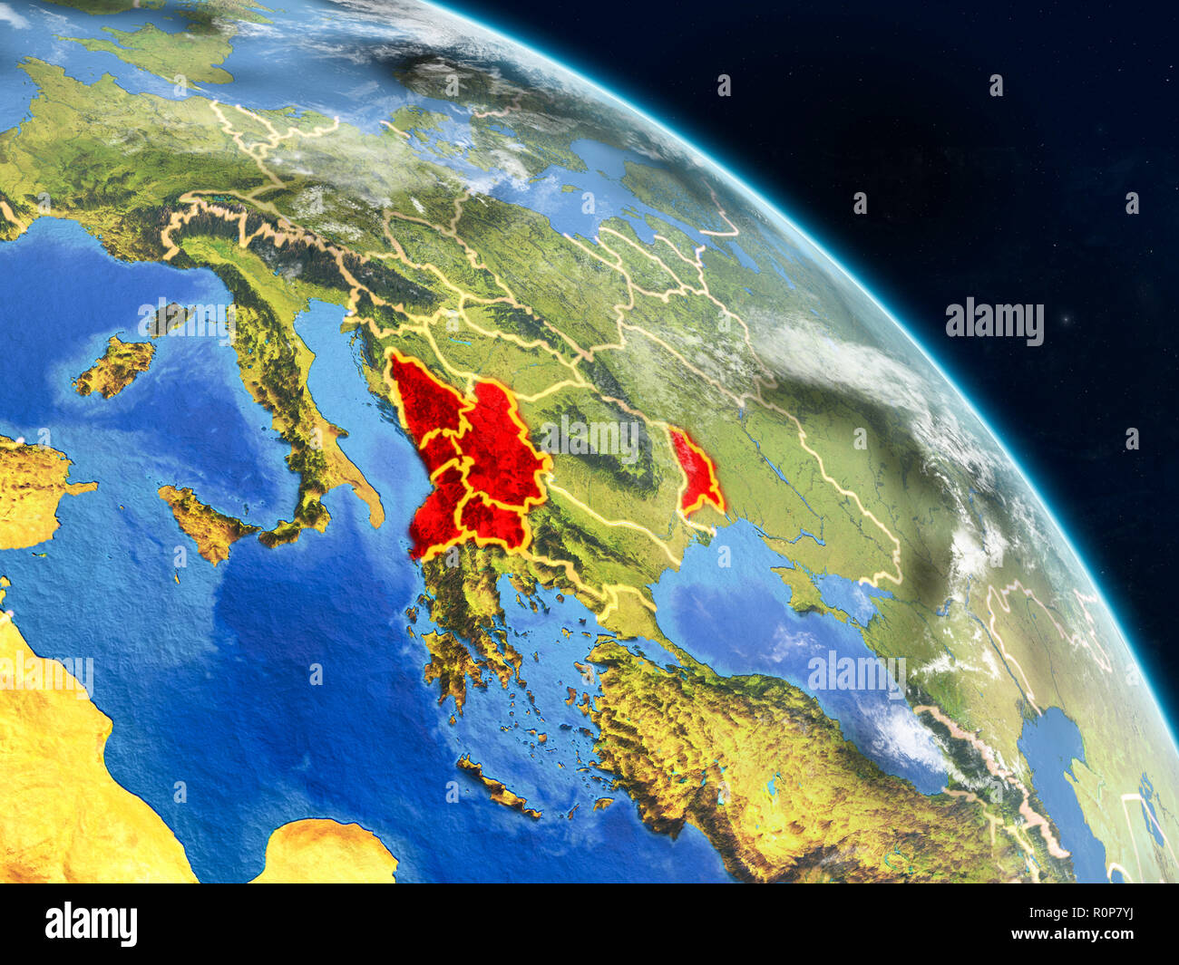 CEFTA countries from space on realistic model of planet Earth with ...