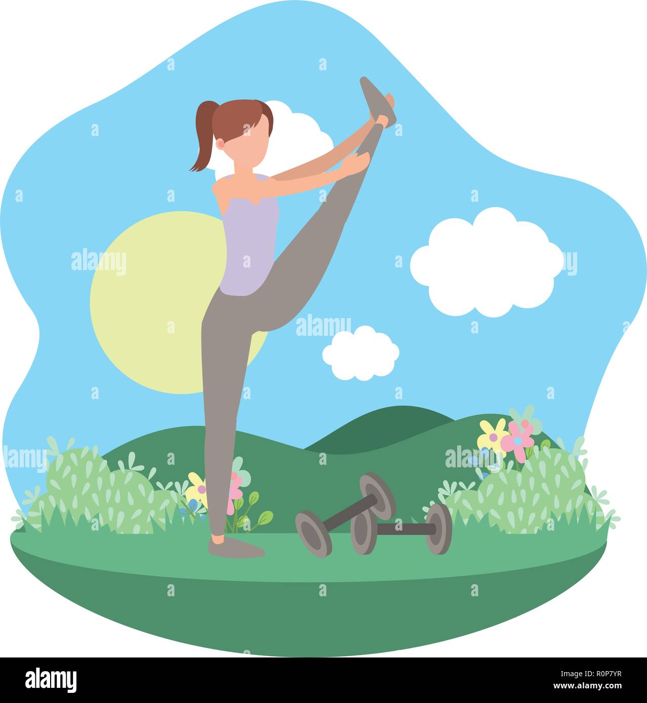 young woman exercising cartoon Stock Vector Image & Art - Alamy
