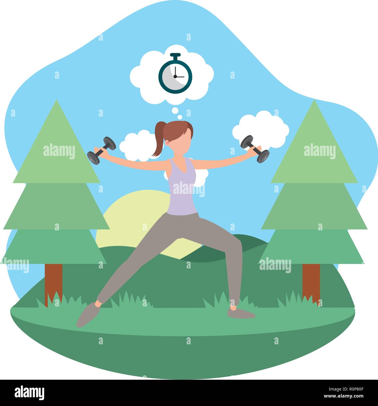 young woman exercising cartoon Stock Vector Image & Art - Alamy