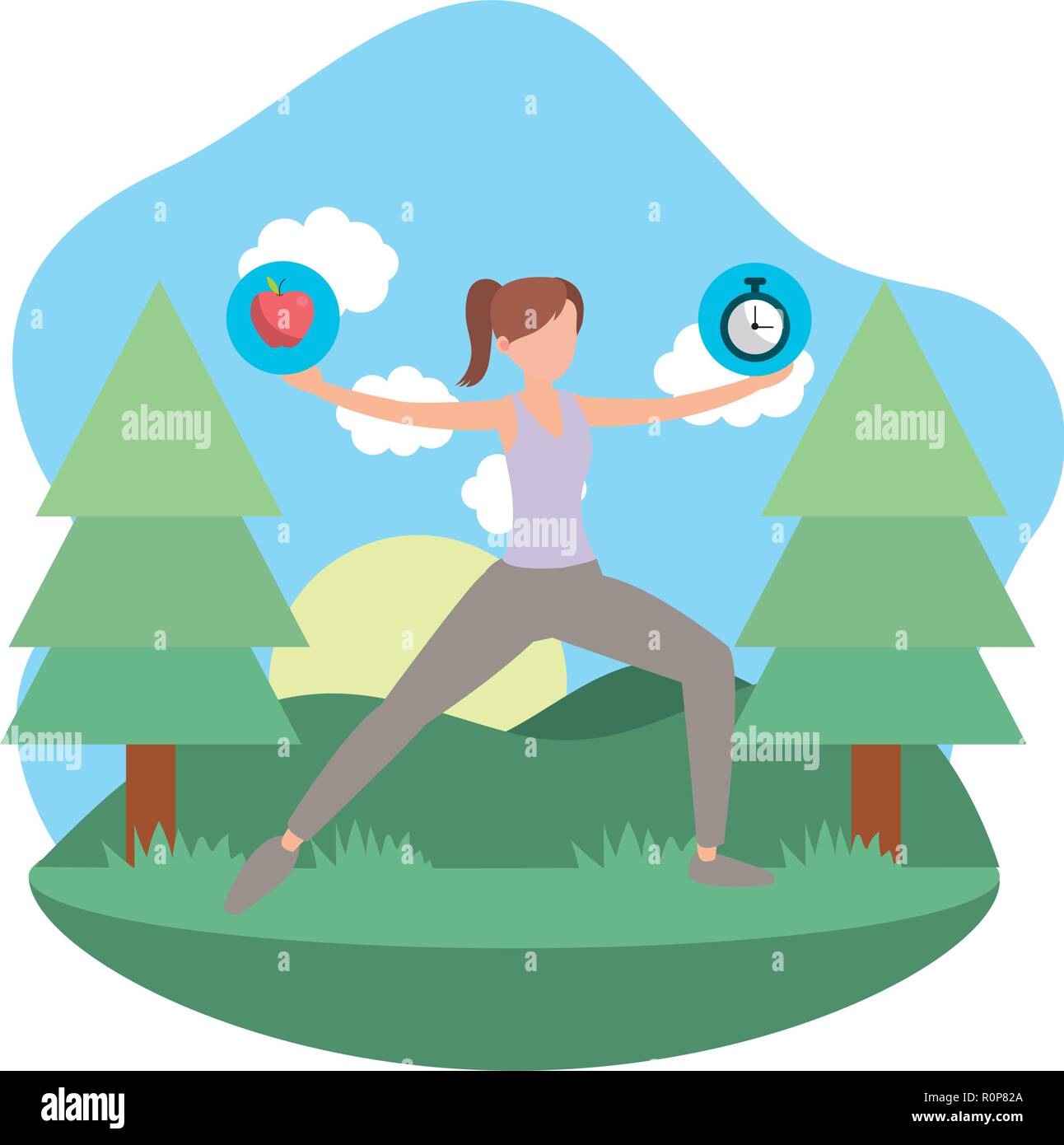 young woman exercising cartoon Stock Vector Image & Art - Alamy