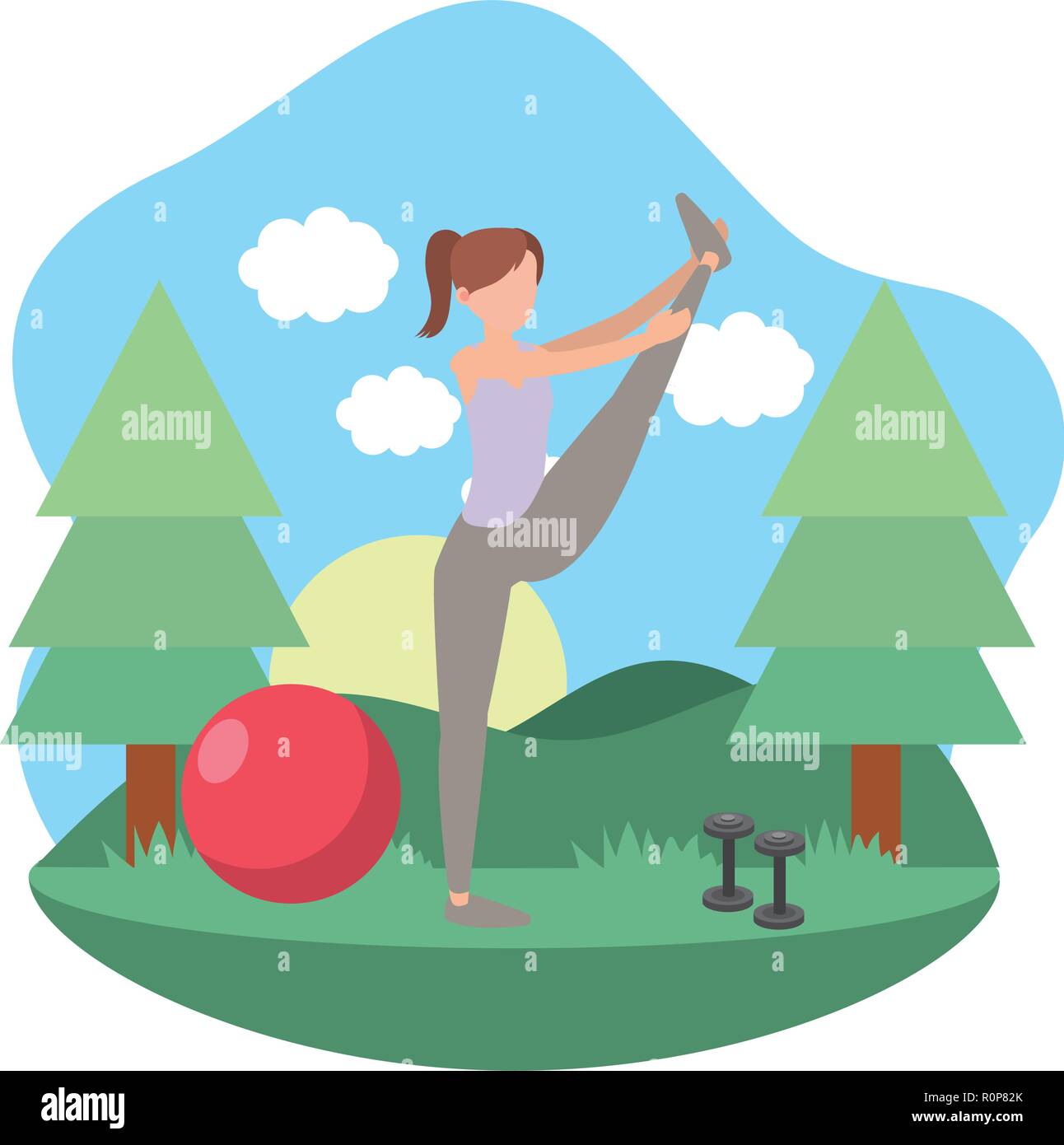 young woman exercising cartoon Stock Vector Image & Art - Alamy