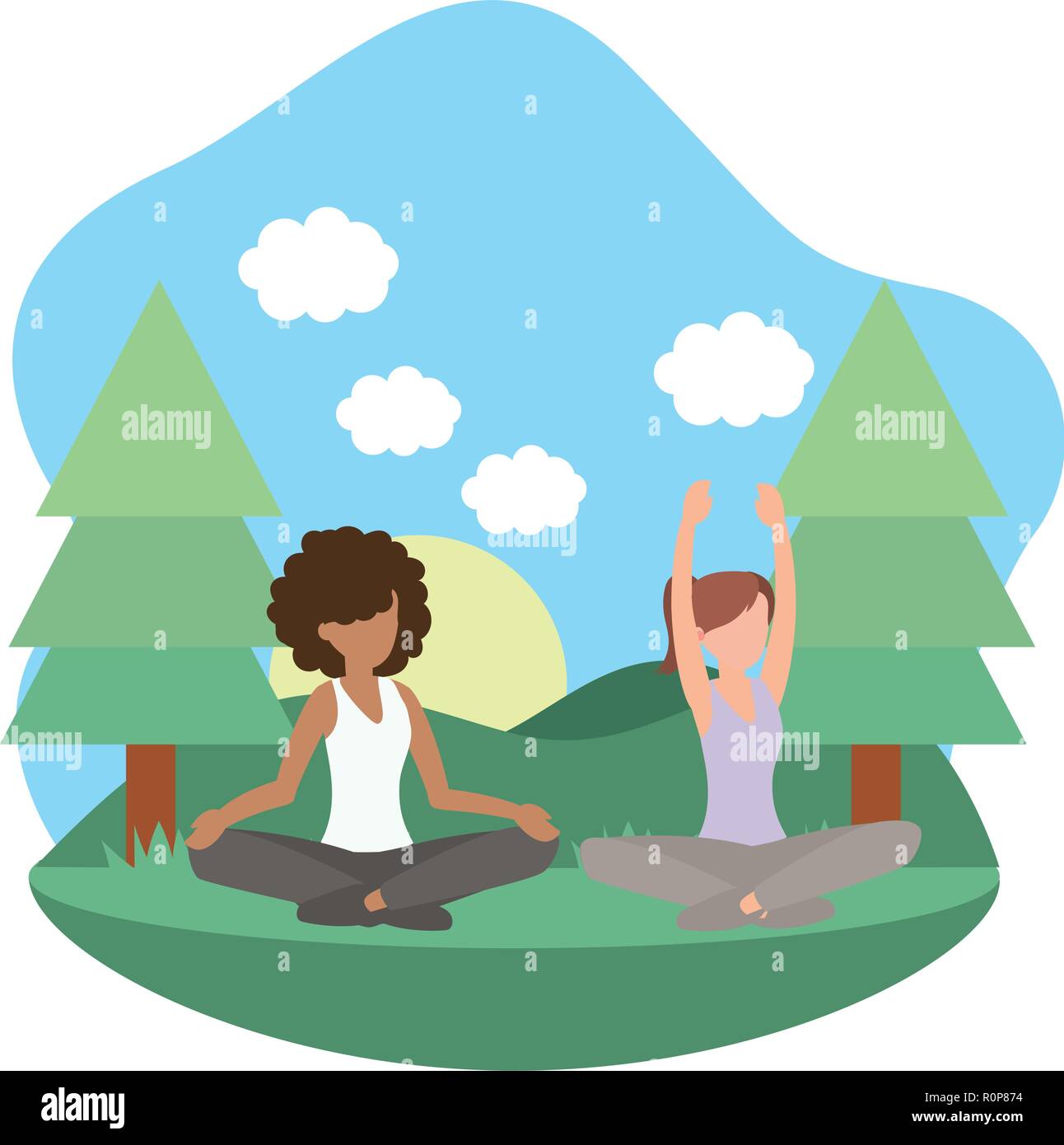 young women exercising cartoon Stock Vector Image & Art - Alamy