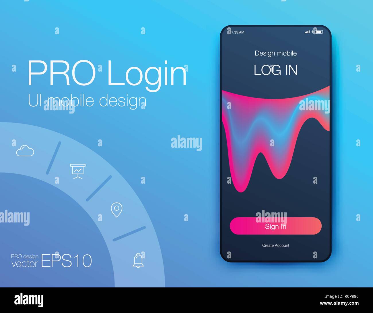 Clean Mobile UI Design Concept. Vector EPS 10 Stock Vector Image & Art ...