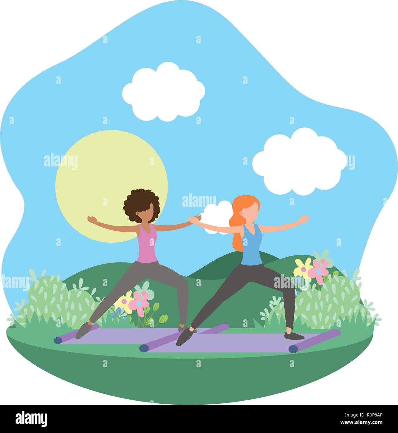 young women exercising cartoon Stock Vector Image & Art - Alamy