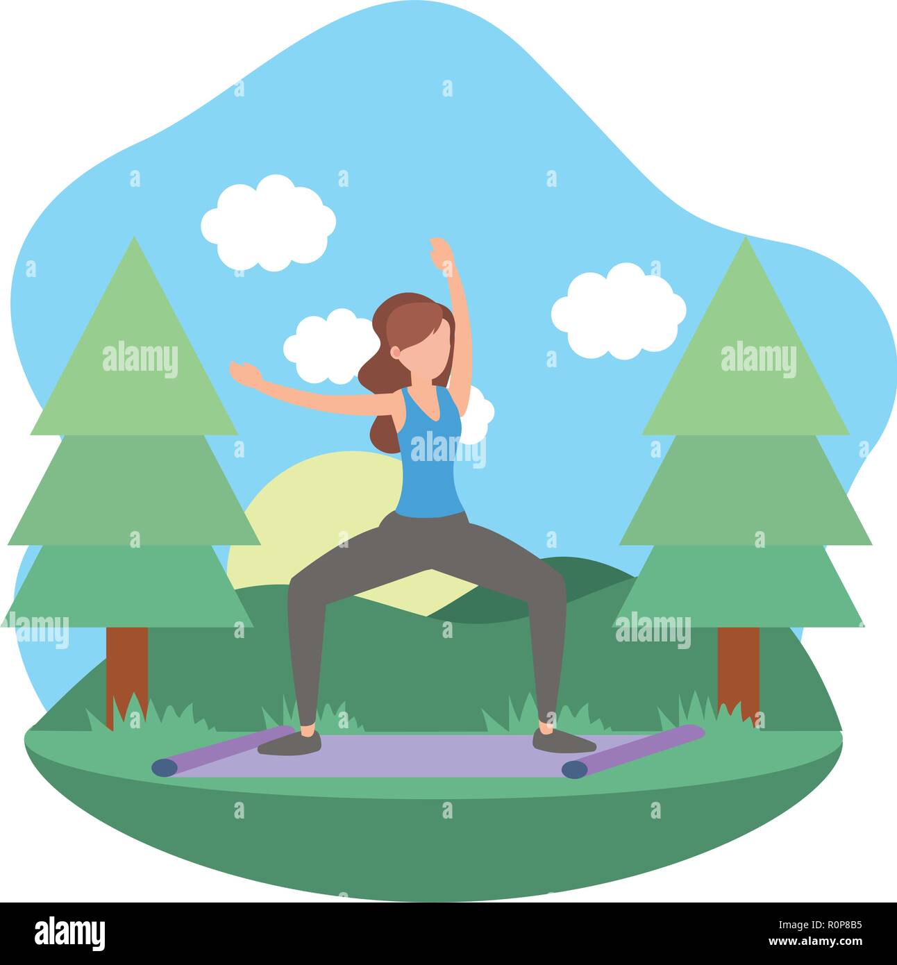 Stretching exercise outdoors Stock Vector Images - Alamy