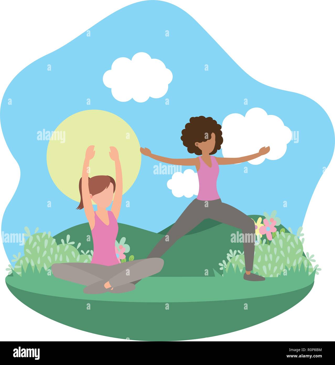 young women exercising cartoon Stock Vector Image & Art - Alamy